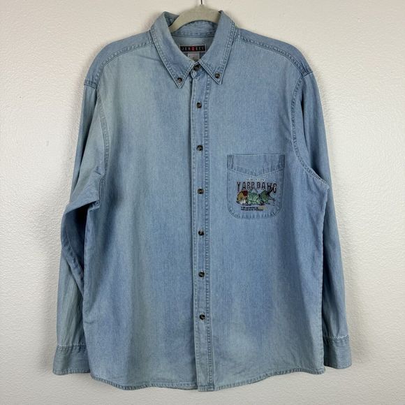 Jerzees | Shirts | Vintage New Orleans Yard Dawg Cotton Denim Button ...
